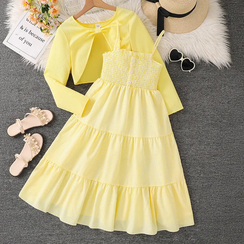 2 Pcs Kids Casual Dress Sets for Girls Clothes Autumn Winter 2025 New ...